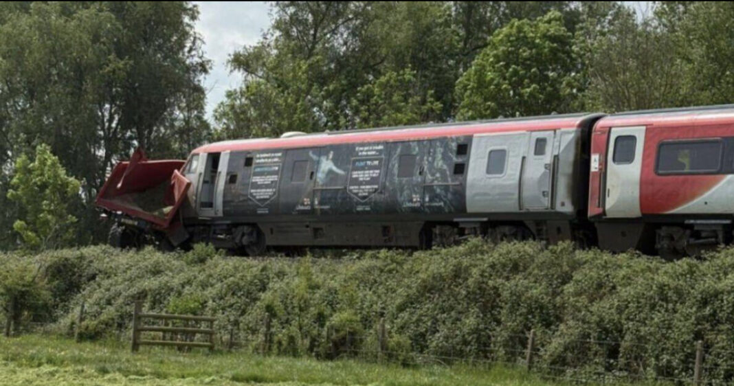 Train travelling from Manchester to Cardiff hits tractor in ...